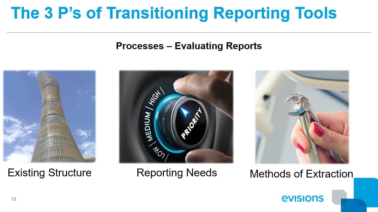 Changing Reporting Tools: Making the Transition - Evisions